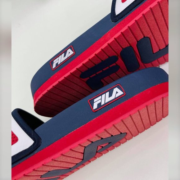 Fila | Shoes | Mens Fila Navy Red White Lunar Slide Slides | Poshmark